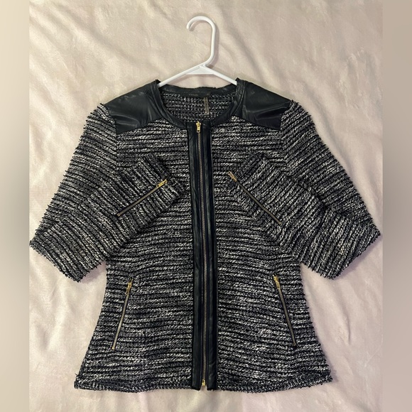 THML | Jackets & Coats | Vintage Stitch Fix Thml Tweed Vegan Leather ...
